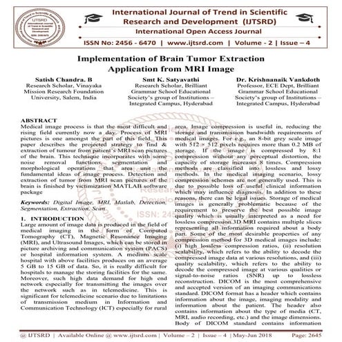 Implementation of Brain Tumor Extraction Application from MRI Image | PDF