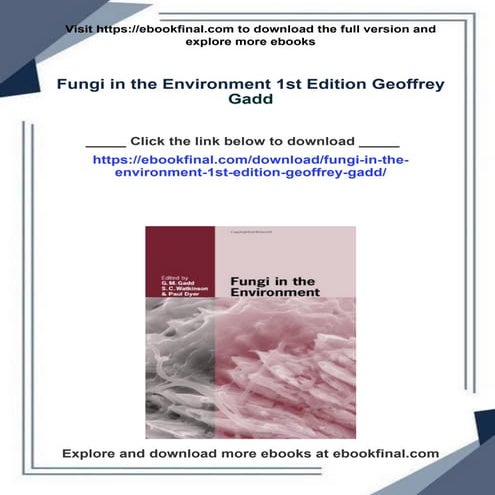 Fungi in the Environment 1st Edition Geoffrey Gadd | PDF