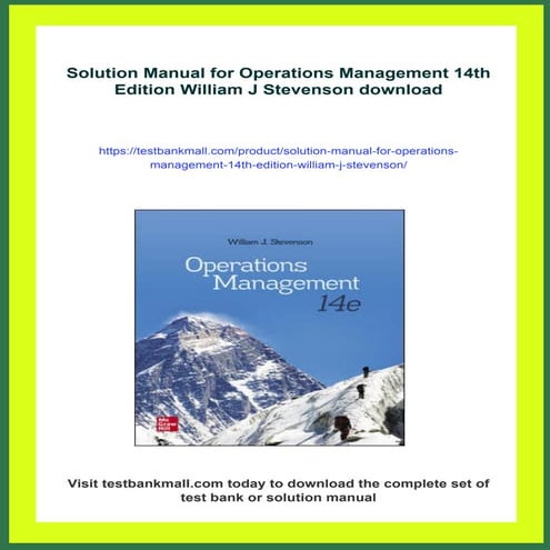 Solution Manual for Operations Management: Sustainability and Supply ...