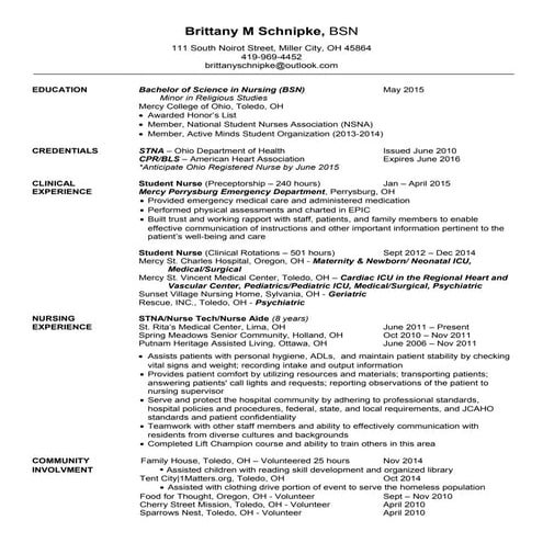 Britt Schnipke BSN Resume Jan 21, 2015 | DOC