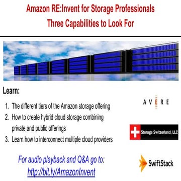Webinar: Amazon RE:Invent for Storage Professionals - 3 Capabilities to ...