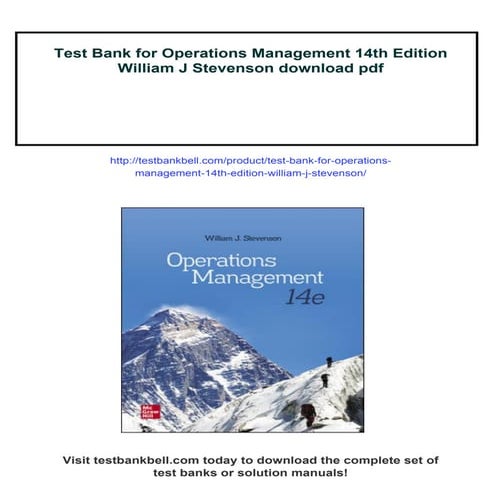 Test Bank for Operations Management 14th Edition William J Stevenson | PDF