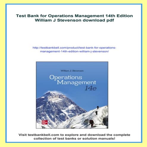 Test Bank for Operations Management 14th Edition William J Stevenson | PDF