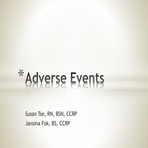 Adverse Events Project | PPT