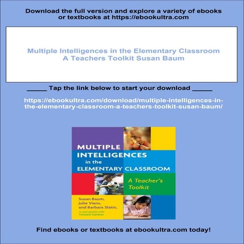 Multiple Intelligences in the Elementary Classroom A Teachers Toolkit ...