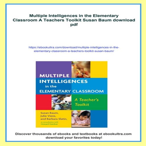Multiple Intelligences in the Elementary Classroom A Teachers Toolkit Susan Baum | PDF