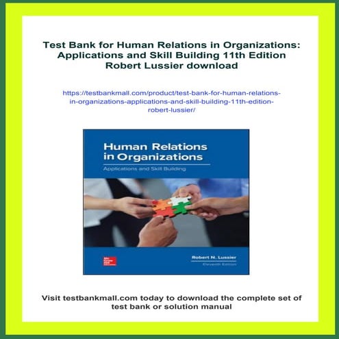 Test Bank for Human Relations in Organizations: Applications and Skill ...