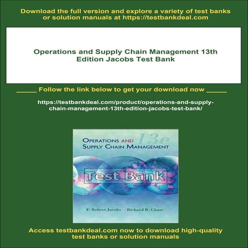 Operations and Supply Chain Management 13th Edition Jacobs Test Bank | PDF