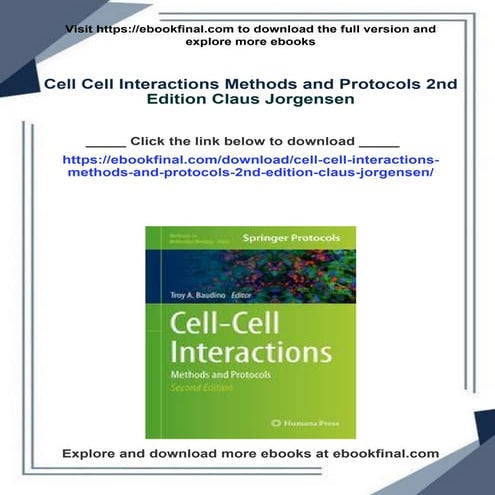 Cell Cell Interactions Methods and Protocols 2nd Edition Claus Jorgensen | PDF