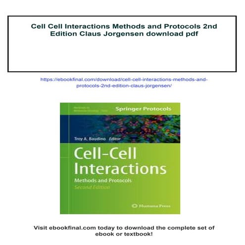 Cell Cell Interactions Methods and Protocols 2nd Edition Claus ...