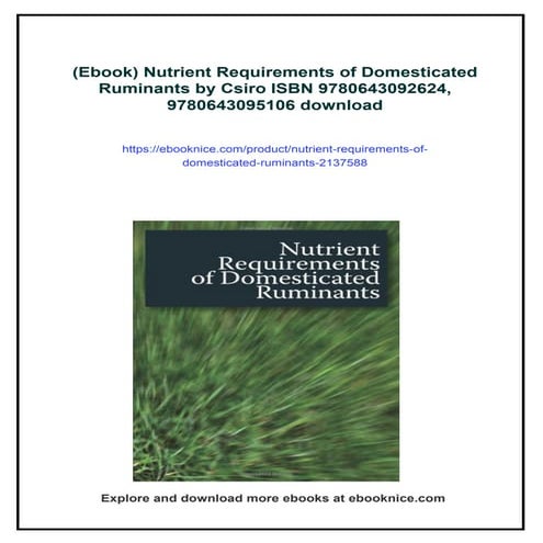 (Ebook) Nutrient Requirements of Domesticated Ruminants by Csiro ISBN ...