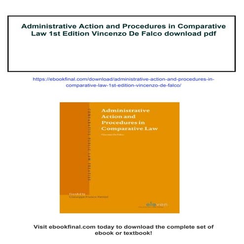 Administrative Action and Procedures in Comparative Law 1st Edition Vincenzo De Falco | PDF