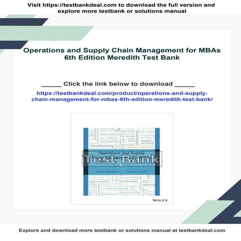 Operations and Supply Chain Management for MBAs 6th Edition Meredith ...