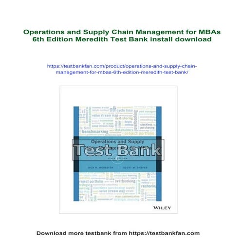 Operations and Supply Chain Management for MBAs 6th Edition Meredith ...