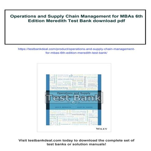 Operations and Supply Chain Management for MBAs 6th Edition Meredith ...