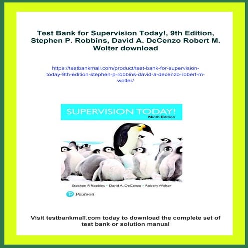 Test Bank for Supervision Today!, 9th Edition, Stephen P. Robbins ...