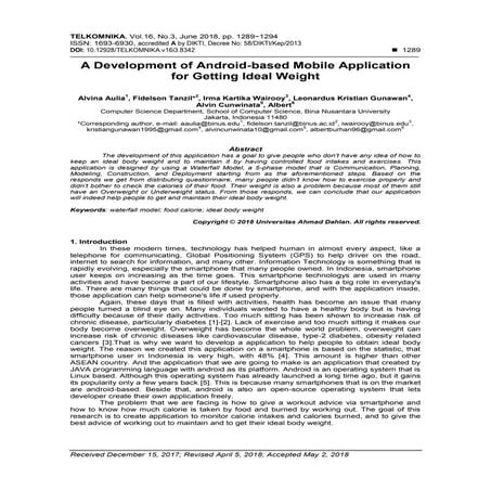 A Development of Android-based Mobile Application for Getting Ideal Weight | PDF