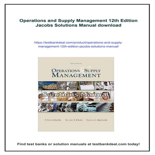 Operations and Supply Management 12th Edition Jacobs Solutions Manual | PDF