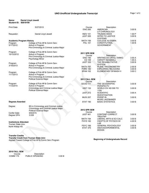 Final college transcript | PDF