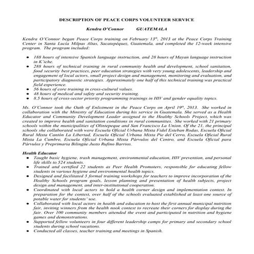 Peace Corps Description of Service | DOC