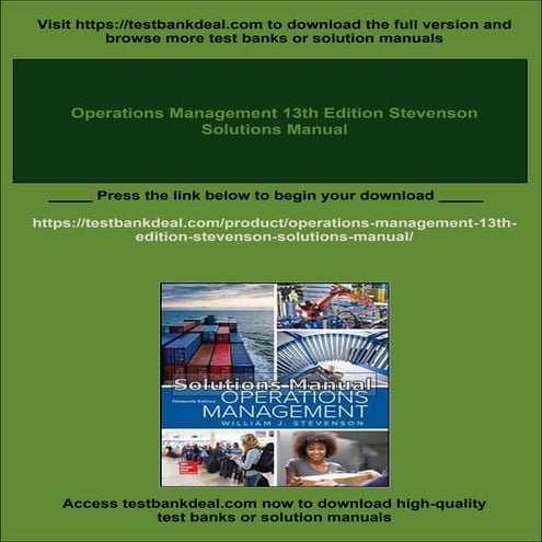 Operations Management 13th Edition Stevenson Solutions Manual | PDF