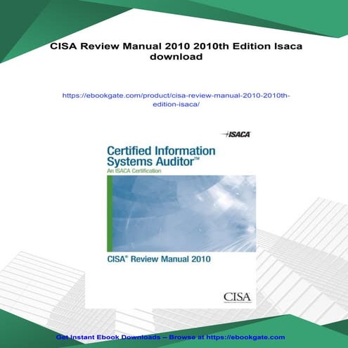CISA Review Manual 2010 2010th Edition Isaca | PDF