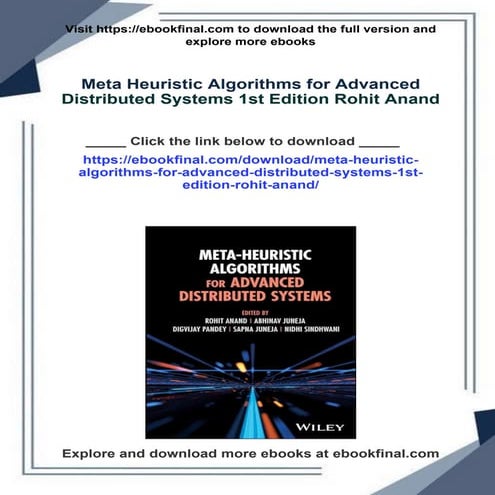 Meta Heuristic Algorithms for Advanced Distributed Systems 1st Edition Rohit Anand | PDF