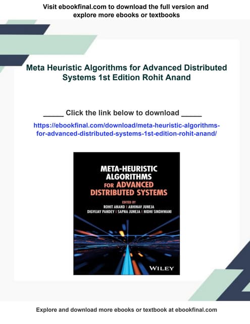 Meta Heuristic Algorithms For Advanced Distributed Systems 1st Edition 5090