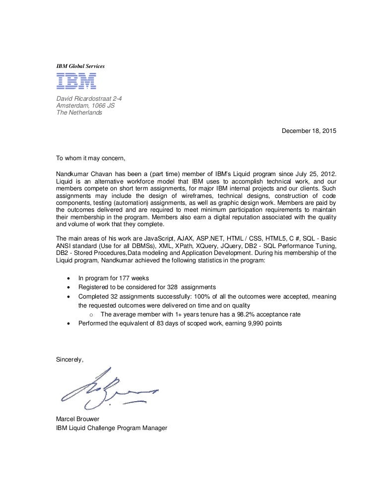 IBM Reference Letter Nandkumar Chavan