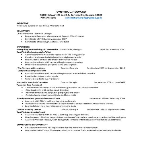 Cindy's Resume......revised | DOCX