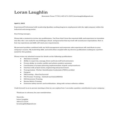 Dustin Marshall Cover Letter | PDF