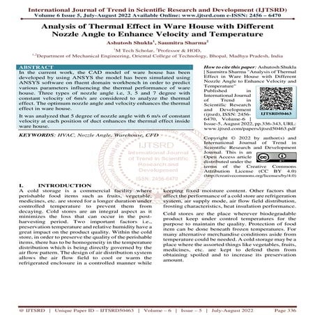 Analysis of Thermal Effect in Ware House with Different Nozzle Angle to Enhance Velocity and ...