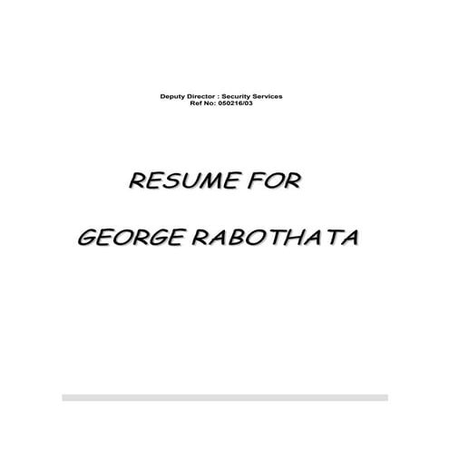 George CURRICULUM VITAE updated 2016 | DOC | Business | Business and Finance