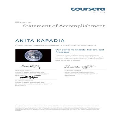 Coursera ourearth 2015 | PDF
