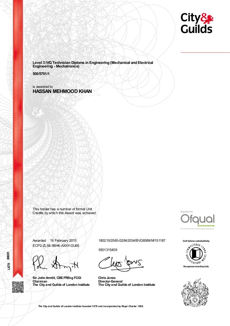 Certificate- City&Guilds L3