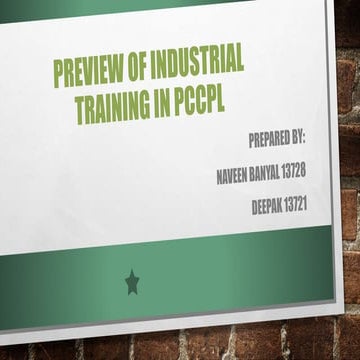 industrial training ppt | PPTX