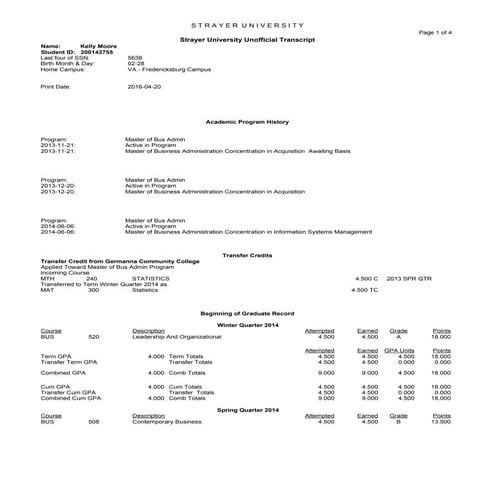 UnofficialTranscript | PDF