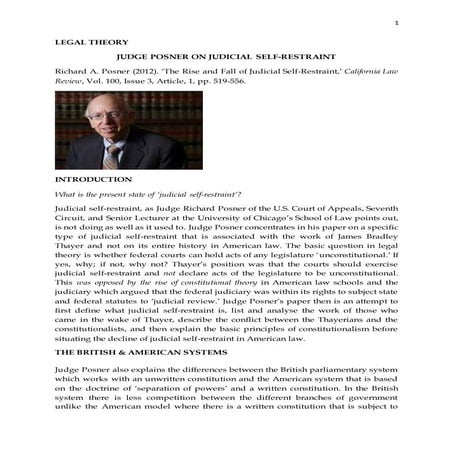 Judge Posner on Judical Restraint | DOCX