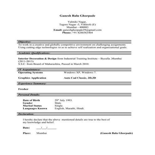 Ganesh_CV | DOC | Hinduism | Religion & Spirituality