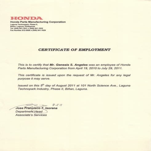 COE Honda | PDF | Manufacturing Industry | Industries