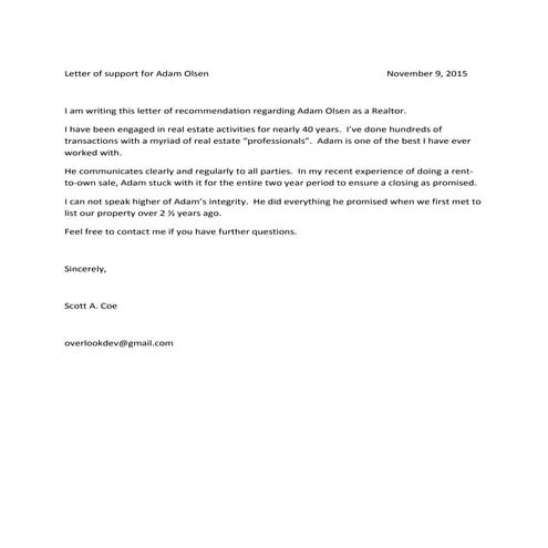 Recommendation Letter from Seller | PDF | Real Estate Industry | Industries