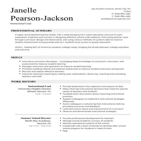 Janelle Pearson-Jackson Resume 16-17' | PDF
