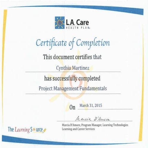 Project Management Fundamentals Certificate | PDF