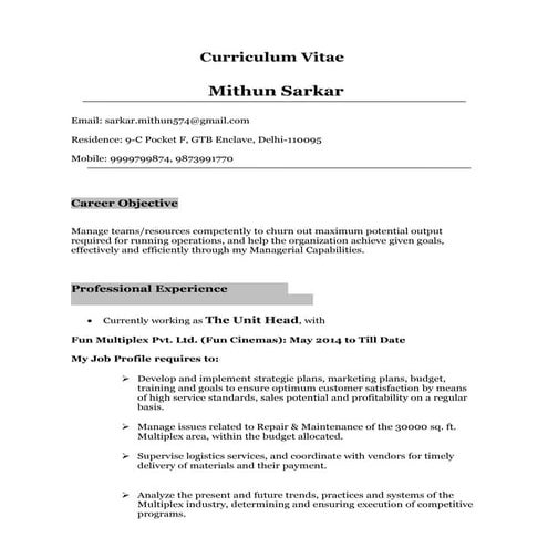 Resume_Mithun | PDF