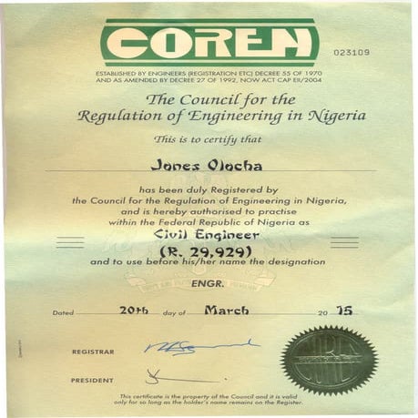 Jones COREN Certificate | PDF