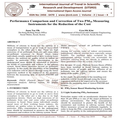 Performance Comparison And Correction Of Two Pm10 Measuring Instruments