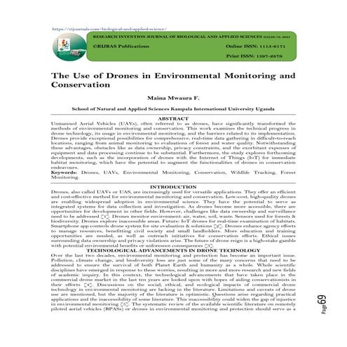 The Use of Drones in Environmental Monitoring and Conservation (www.kiu ...