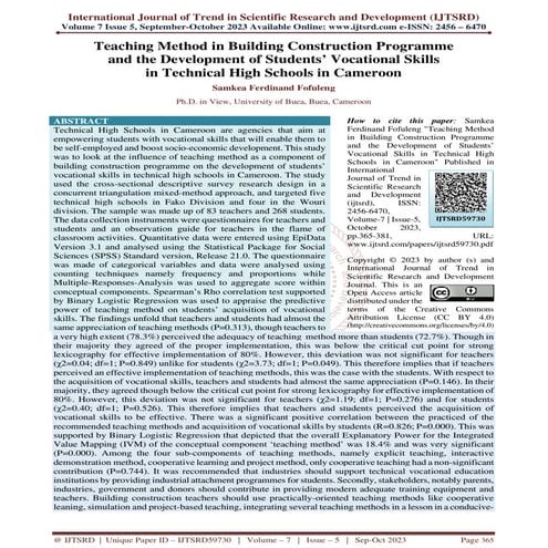 Teaching Method in Building Construction Programme and the Development ...