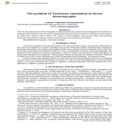 The problem of Turkestan colonialism in Soviet historiography | PDF ...