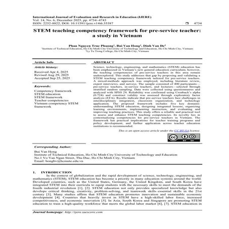STEM teaching competency framework for pre-service teacher: a study in ...